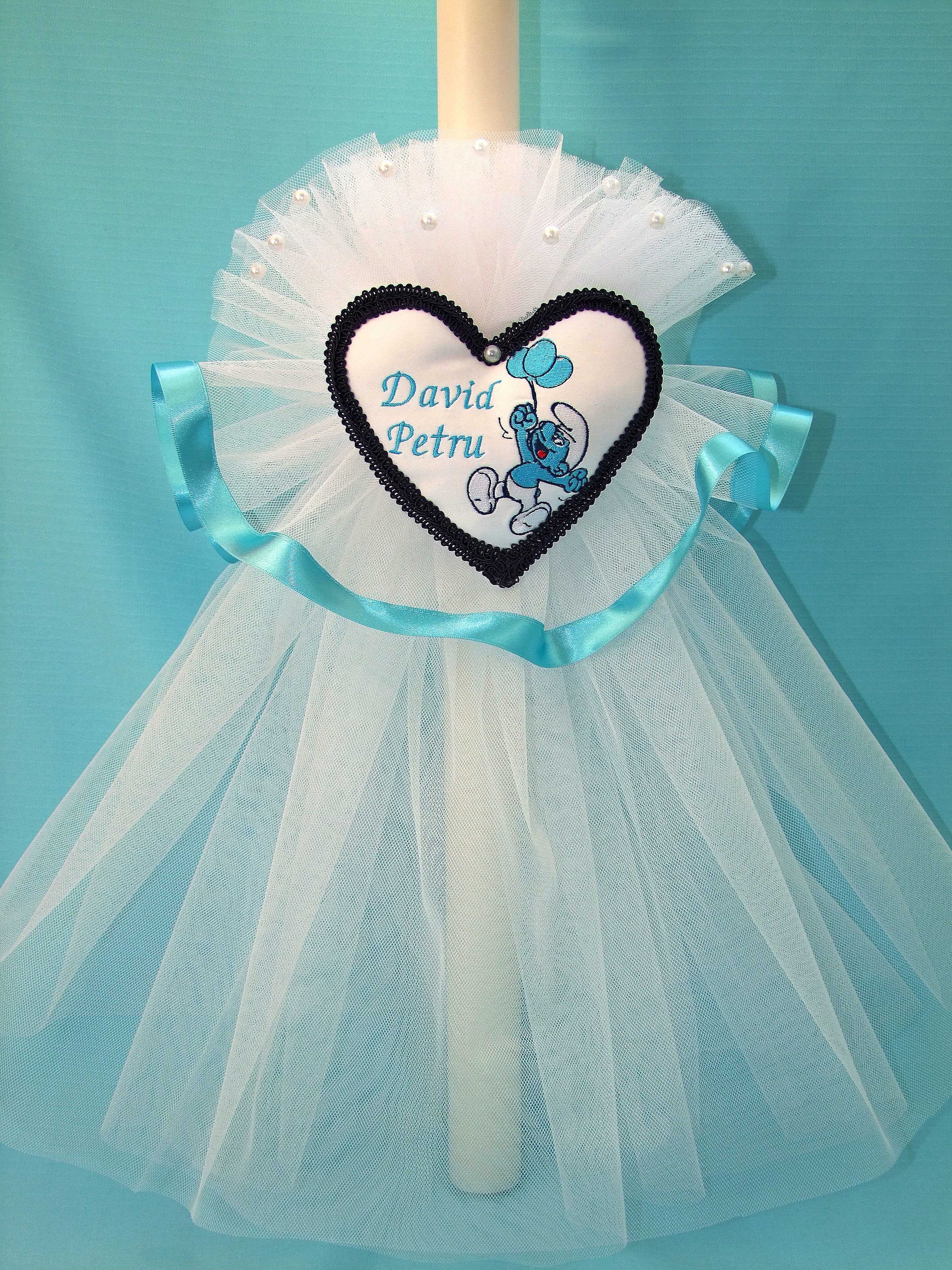 Lumanare de botez Strumfi cris-mag.ro